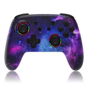 nexigo controller (gen 2) for switch/switch lite/oled, bluetooth controllers for nintendo switch with vibration, motion, turbo and led light (cosmic nebula)