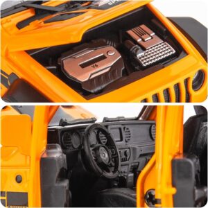 WAKAKAC Compatible for 1/32 Wrangler Alloy Diecast Pull Back Model Car Collectible Gift with Light and Sound Toy Vehicle for Kids Boys Girls Toddler Christmas Birthday Gift Orange