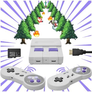 upgrade retro mini game console, preloaded 1700+ 8 & 16 bit classic video games(no repeat), hdmi tv output, 4gb tf card rom copy, 2 cable less controllers, gift of childhood memories