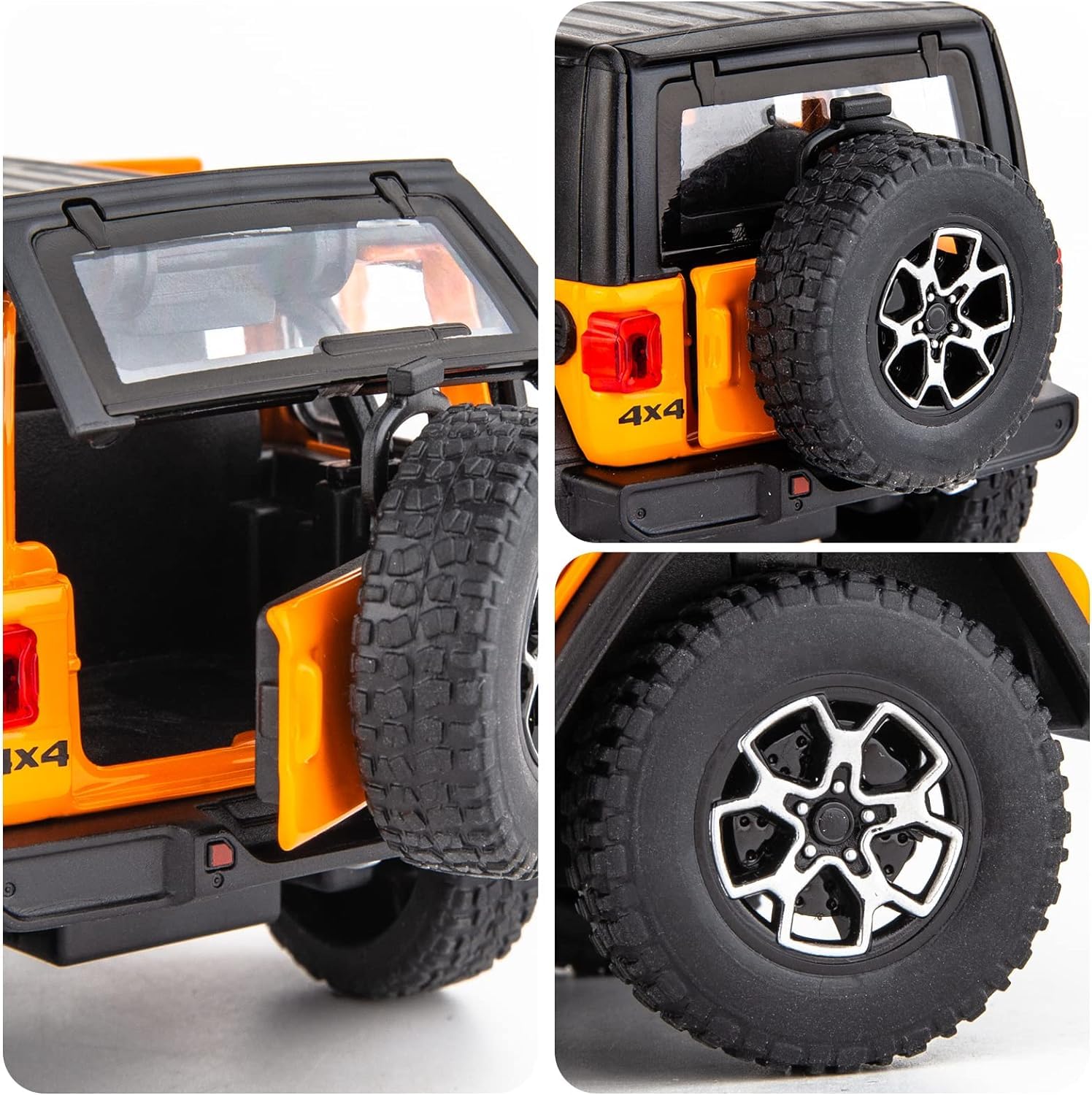 WAKAKAC Compatible for 1/32 Wrangler Alloy Diecast Pull Back Model Car Collectible Gift with Light and Sound Toy Vehicle for Kids Boys Girls Toddler Christmas Birthday Gift Orange