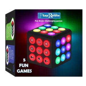 playroute electronic brain & memory game cube - fun toy gift ideas for ages 6-12+ year old boy & girl - cool toys for boys and girls - handheld games gifts for kids and teens