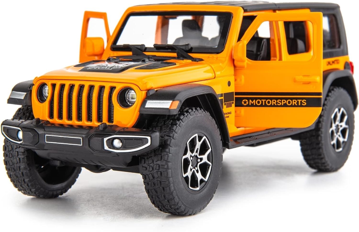 WAKAKAC Compatible for 1/32 Wrangler Alloy Diecast Pull Back Model Car Collectible Gift with Light and Sound Toy Vehicle for Kids Boys Girls Toddler Christmas Birthday Gift Orange