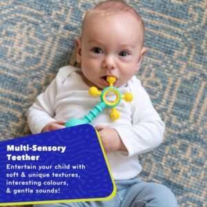 Mobi Gumlii Sensory Teether Baby Rattle Toy - Baby Teething Toy for Babies 0-6 Months, Newborn Baby Sensory Teether & Rattle Toy, Made with Food Grade Silicone, BPA and Phthalate Free - Pack of 1