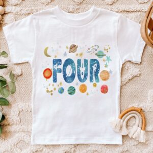 Space Four Birthday shirt Birthday boy Shirt astronaut 4th Birthday Party reaching 4 the moon birthday outfit rocket 4th Birthday Shirt (5 toddler)