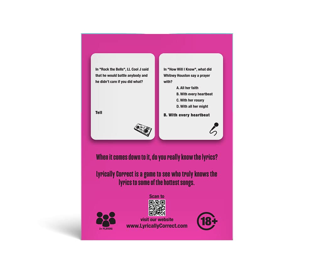 Lyrically Correct Music Trivia Card Game | Multi-Generational Family Gatherings, Adult Game Night and Fun Trivia (80's Mixtape Hip Hop, R&B, Funk and Pop)