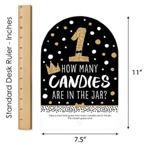 Big Dot of Happiness 1st Birthday Little Mr. Onederful - How Many Candies Boy First Birthday Party Game - 1 Stand and 40 Cards - Candy Guessing Game