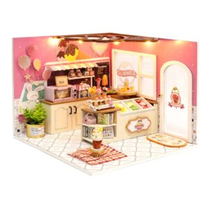 tukiie diy miniature dollhouse kit with furniture, 1:24 scale creative room mini wooden doll house accessories plus dust proof for kids teens adults(ice cream shop)