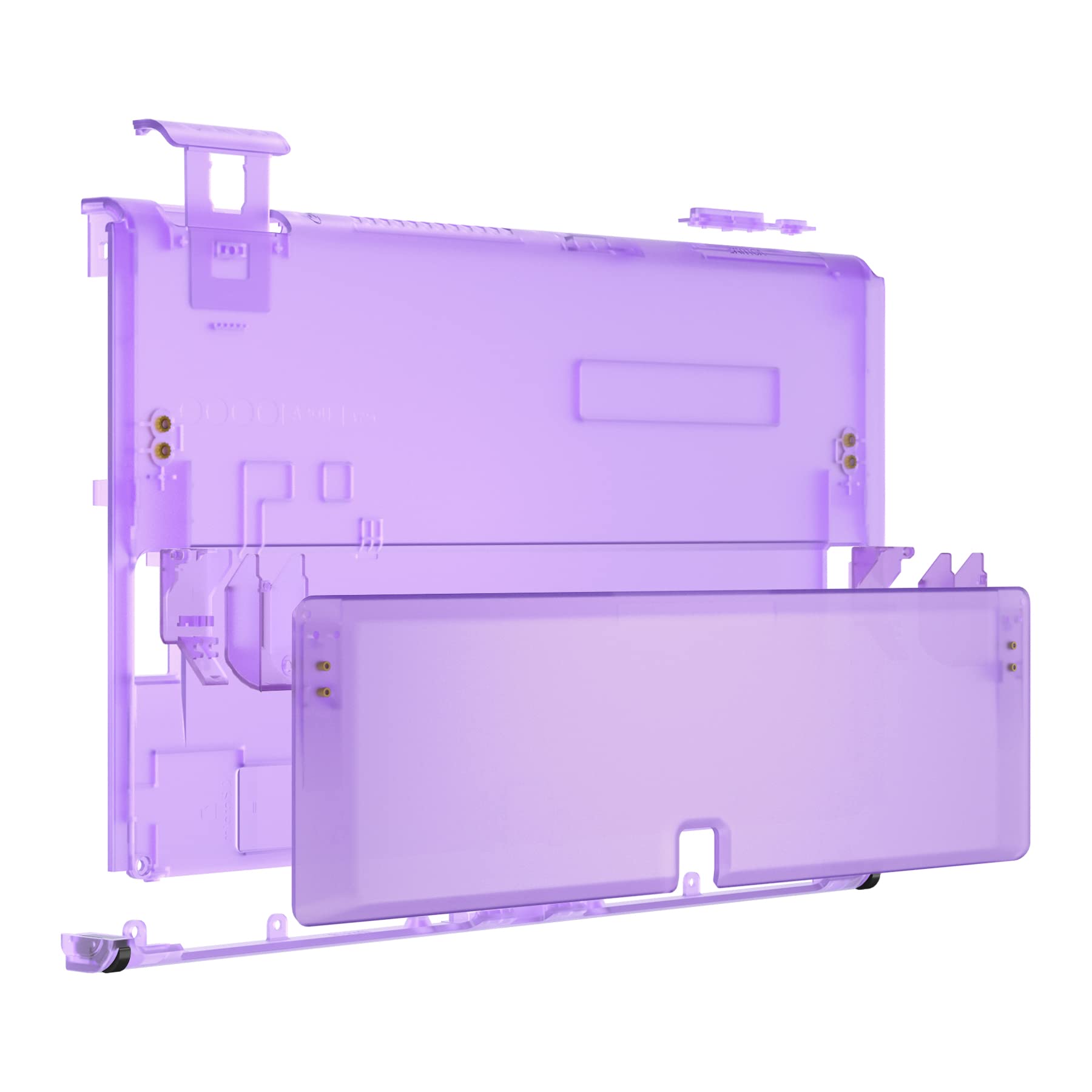 eXtremeRate Clear Atomic Purple Console Back Plate DIY Replacement Housing Shell Case with Kickstand for Nintendo Switch OLED – Covnsole and Joycon NOT Included