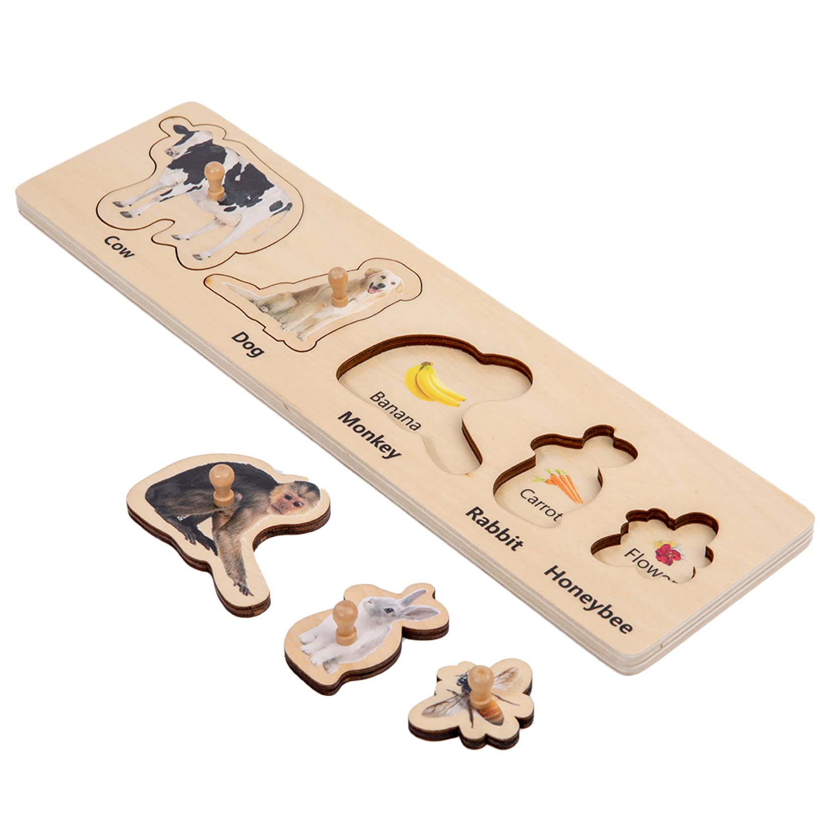 Adena Montessori AInteractive Animal Puzzle Set: Discover The World of Animals and Their Diets PuzzleToys for 2 Years Old Toddler Infant