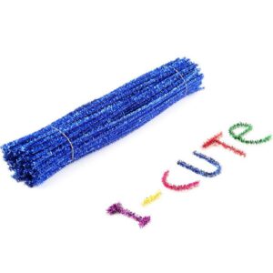 200pcs glitter cleaners cleaners chenille stem christmas glitter cleaners for diy art craft christmas decoration (blue)