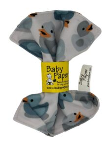 baby paper original crinkle teether and sensory toy for babies and infants | duckies print | non-toxic, washable | great for baby showers