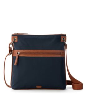 the sak esperato nylon flat crossbody in eco twill, adjustable repreve webbing strap, navy