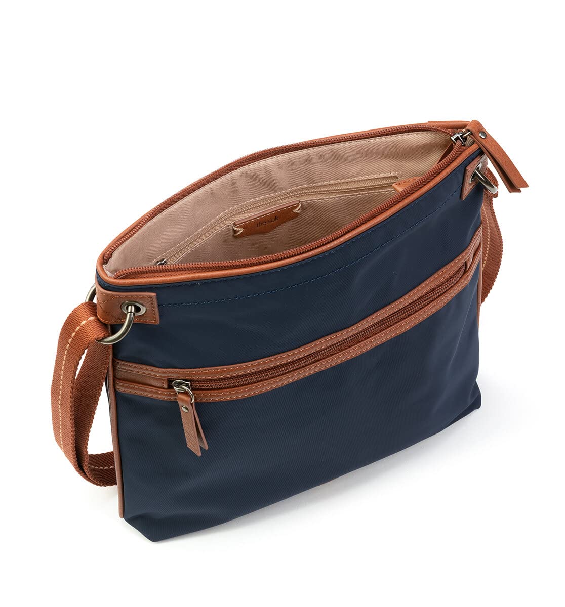 The Sak Esperato Nylon Flat Crossbody in Eco Twill, Adjustable Repreve Webbing Strap, Navy