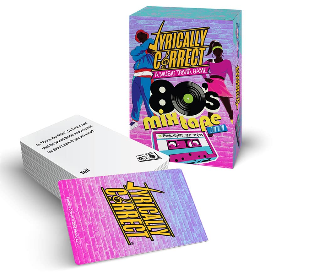 Lyrically Correct Music Trivia Card Game | Multi-Generational Family Gatherings, Adult Game Night and Fun Trivia (80's Mixtape Hip Hop, R&B, Funk and Pop)