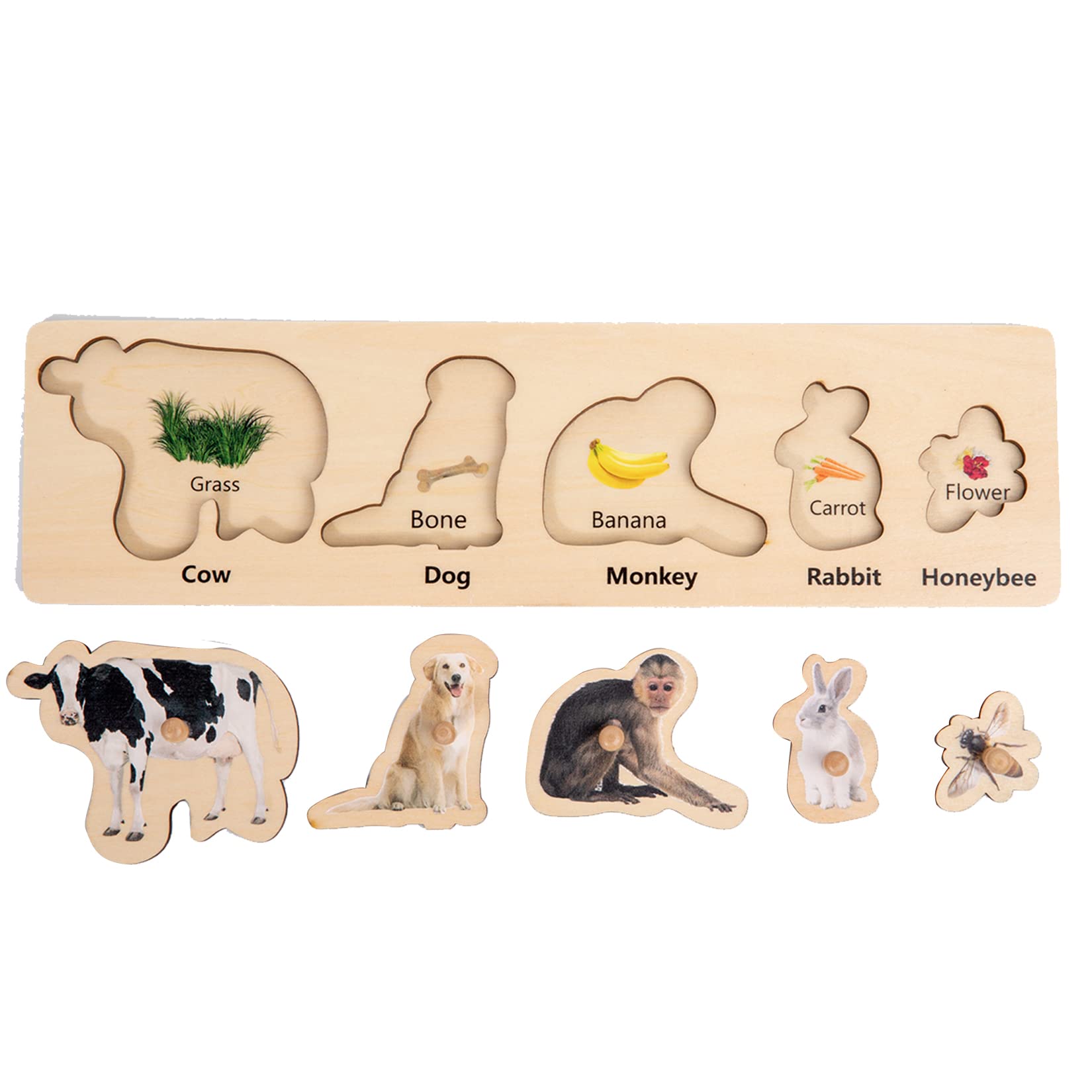 Adena Montessori AInteractive Animal Puzzle Set: Discover The World of Animals and Their Diets PuzzleToys for 2 Years Old Toddler Infant