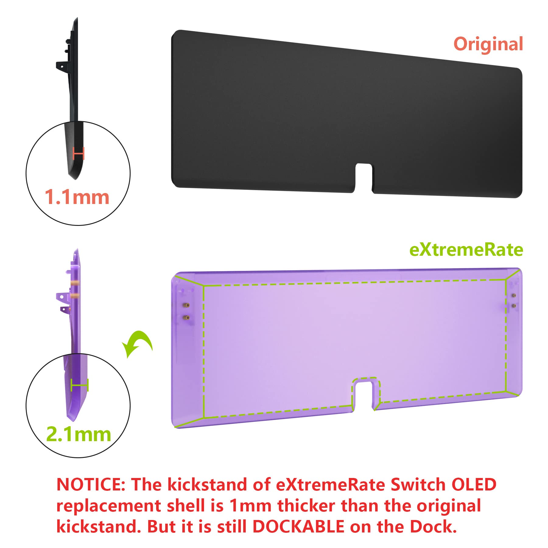 eXtremeRate Clear Atomic Purple Console Back Plate DIY Replacement Housing Shell Case with Kickstand for Nintendo Switch OLED – Covnsole and Joycon NOT Included