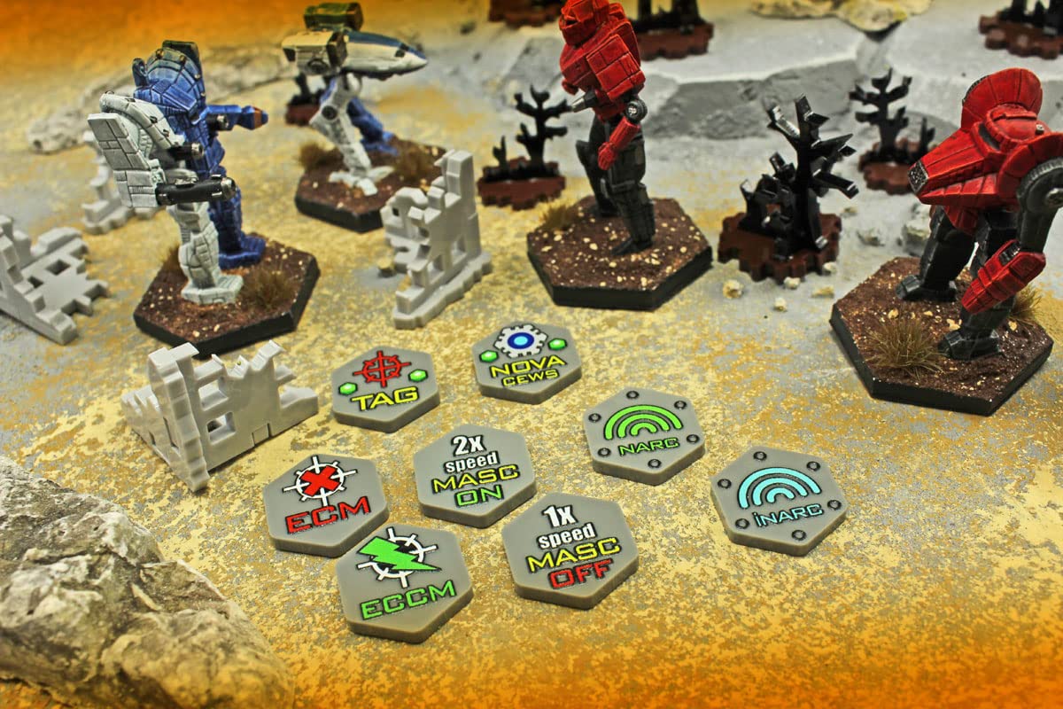 LITKO Mecha Electronic Warfare Tokens | Full Color Tokens | Compatible with BattleTech, Battleforce, Alpha Strike (Electronic Warfare Token Set)