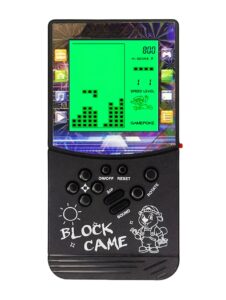 hlf new large screen brick game console green backlight built-in 23 multi-mode block games classic nostalgia puzzle speed and difficulty can be adjusted suitable as a gift for kids (black)