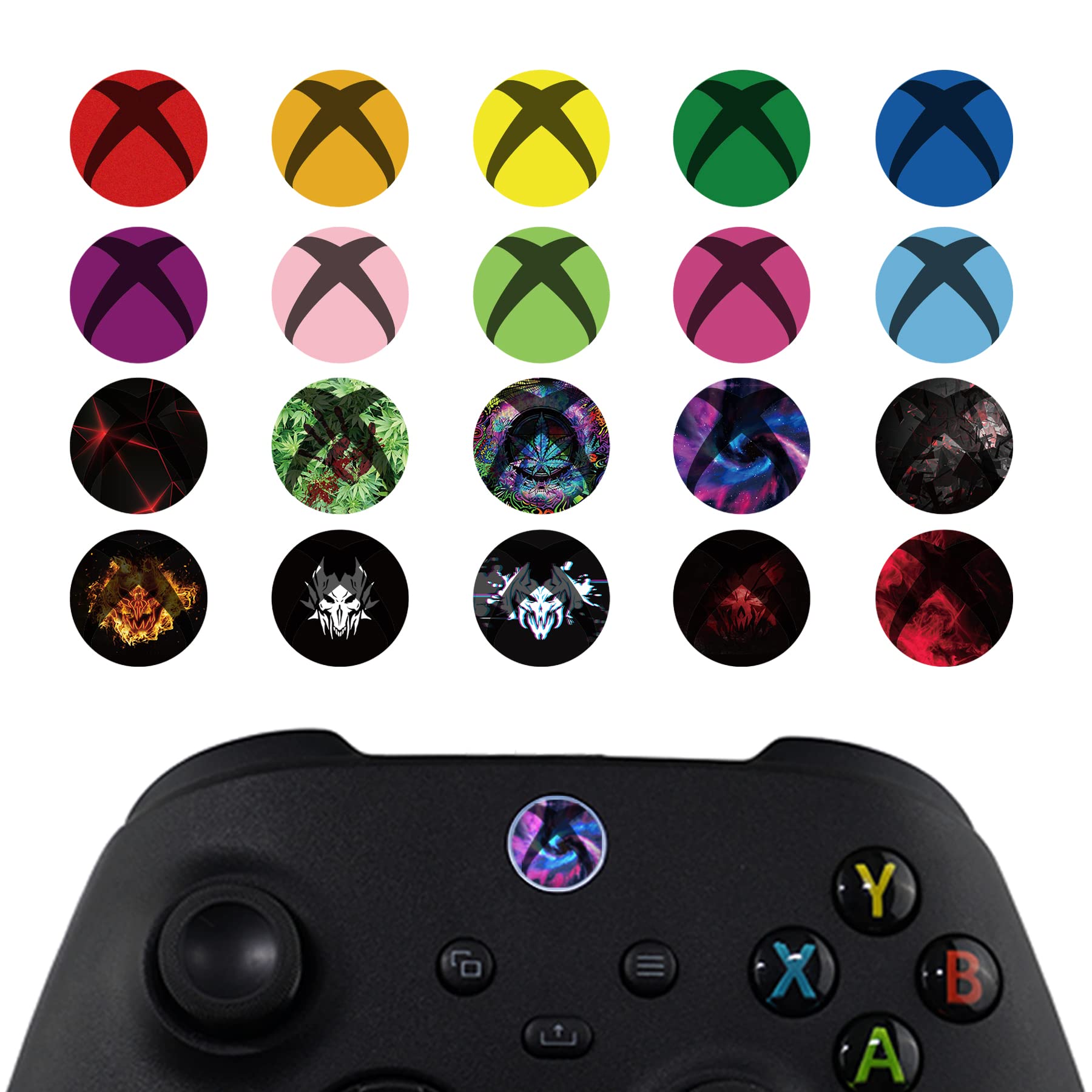 PlayVital Custom Home Button Power Switch Stickers Skin Cover for Xbox Series X & S, for Xbox One & Xbox One X/S Console & Controller, for Xbox One Elite Controller and Kinect - 60 pcs One Pack