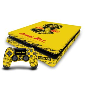 head case designs officially licensed cobra kai logo iconic vinyl sticker gaming skin decal cover compatible with sony playstation 4 ps4 slim console and dualshock 4 controller