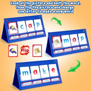 Torlam CVC Word Builder Kindergarten Classroom Must haves, Phonics Games Preschool Learning Activities Spelling Toy Reading Letter Site Sight Words Games Flash Cards for Kids Autism Special Education