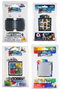 worlds smallest board games set of 4 - clue, sorry, battleship, blokus (bundle)