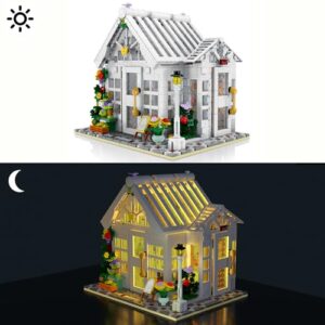 Flower House Architecture Building Set with LED Light,City Flower Store Model Kit,Building Blocks Toy for 15+ Age Teen,Adult (1593 Pieces)