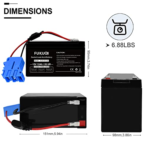 Fukuai Replacement Battery for Peg Perego 12 Volt Battery, 12V 12Ah Rechargeable Battery Compatible with Peg Perego Ride-On Toys