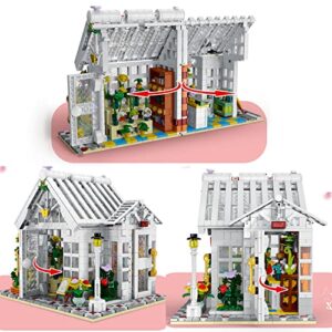 Flower House Architecture Building Set with LED Light,City Flower Store Model Kit,Building Blocks Toy for 15+ Age Teen,Adult (1593 Pieces)