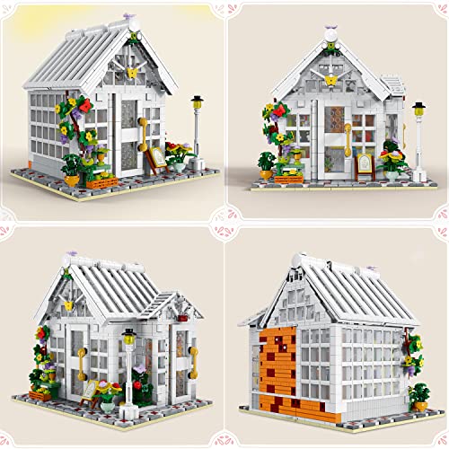 Flower House Architecture Building Set with LED Light,City Flower Store Model Kit,Building Blocks Toy for 15+ Age Teen,Adult (1593 Pieces)