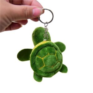 rebaba mini tortoise plush pendant stuffed animal doll cute plush sea turtle keychain pendant cartoon plush doll for birthday gift bag accessories(b)