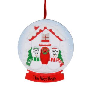 personalized snowman couple in snow globe christmas ornament - snowglobe collector - snowy day - 1st xmas together - free personalization