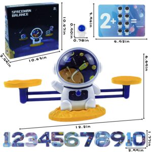 HT HONGTENG Balance Counting Cool Math Game for Kids - STEM Toys for 3 4 5 6 Year Olds Boys and Girls Educational Kindergarten -Astronaut Number Learning Material