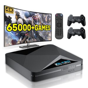 kinhank retro game console super console x2 pro built-in 65000+ games, plug&play video game console android 9.0/coree/emuelec 4.6 3 system in one, s905x2 chip, 4k uhd output,2.4g/5g, bt 5.0