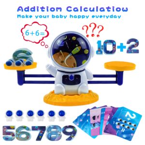 HT HONGTENG Balance Counting Cool Math Game for Kids - STEM Toys for 3 4 5 6 Year Olds Boys and Girls Educational Kindergarten -Astronaut Number Learning Material