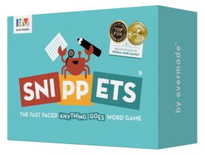 evermade snippets - the fast paced, anything goes word game | award-winning family board game | mensa-recommended with a unique anything goes rule | ages 10 and up