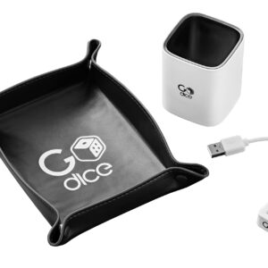 GoCube GoDice Accessory Bundle - USB Charger, Dice Cup, & Unique Foldable Dice Tray to Enhance Your Playing Experience at Home or On The Go. A Perfect Add On for GoDice Owners & Games