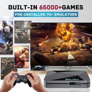 Kinhank Retro Game Console Super Console X2 Pro Built-in 65000+ Games, Plug&Play Video Game Console Android 9.0/CoreE/Emuelec 4.6 3 System In One, S905X2 Chip, 4K UHD Output,2.4G/5G, BT 5.0