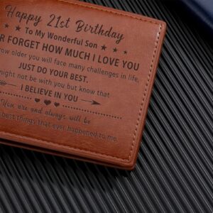 THTCSQ Happy Birthday Gifts 16th 18th 21st Gifts Leather Wallet Never Forget How Much I Love You Leather Wallet Birthday Graduation Gifts for Son Daughter (21)