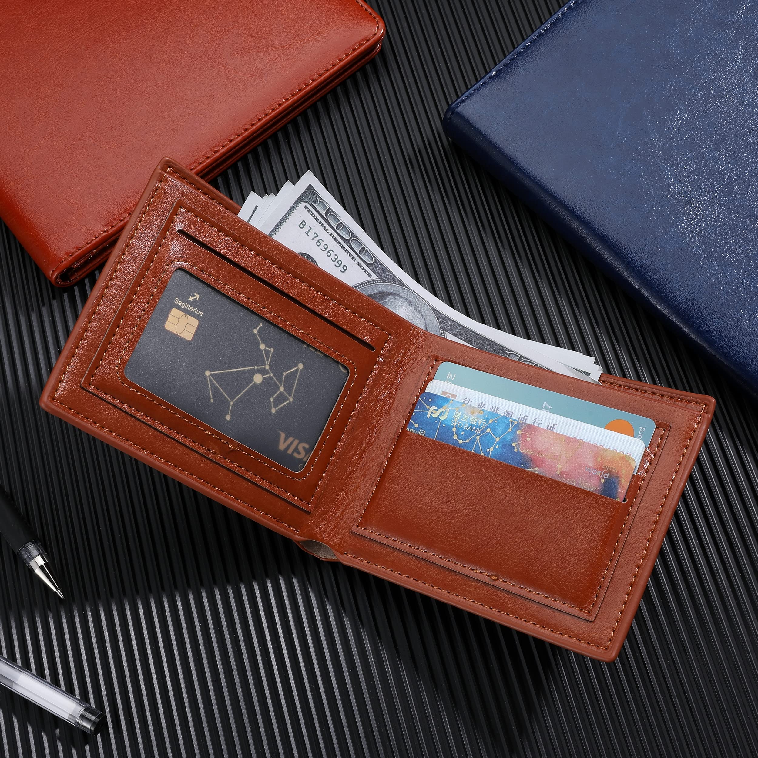 To My Son Gift Leather Wallet Engraved Personalized Leather Wallet Birthday Gifts,Graduation Gift from Mom,Christmas Gift to Son Customized Gift(never feel son)