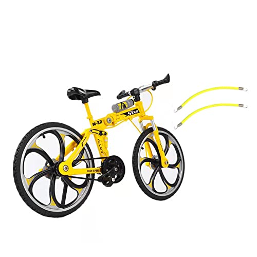 JKAHOBBY 1/8 Mountain Folding Bike Model w/Rise Rope RC Accessories 1 PCS Mini Bicycle Toy for RC Crawler (Yellow)