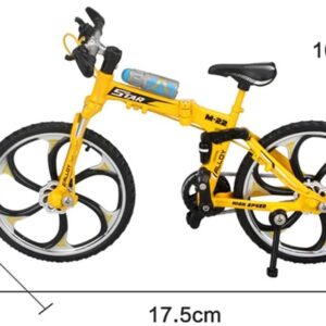 JKAHOBBY 1/8 Mountain Folding Bike Model w/Rise Rope RC Accessories 1 PCS Mini Bicycle Toy for RC Crawler (Yellow)