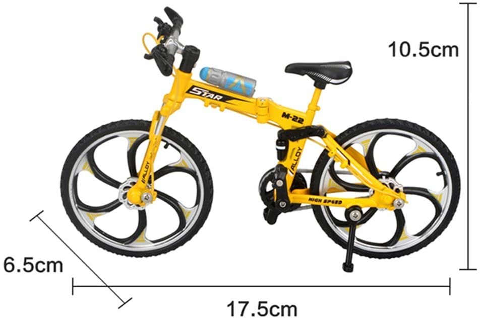 JKAHOBBY 1/8 Mountain Folding Bike Model w/Rise Rope RC Accessories 1 PCS Mini Bicycle Toy for RC Crawler (Yellow)