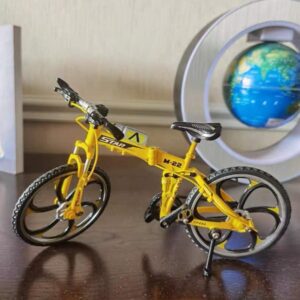 JKAHOBBY 1/8 Mountain Folding Bike Model w/Rise Rope RC Accessories 1 PCS Mini Bicycle Toy for RC Crawler (Yellow)