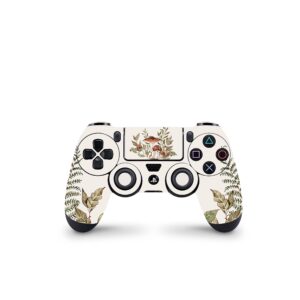 zoomhitskins compatible with ps4 controller skin, mushroom forrest vintage beige leaves, durable, vinyl, made in the usa