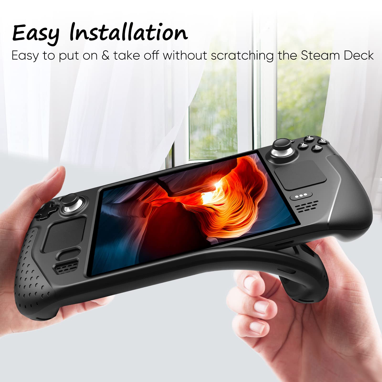 Fintie Silicone Case for Steam Deck - Soft [Anti-Slip] [Shockproof] Protective Cover, Drop Protection Case for Steam Deck (Black)