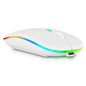 urbanx 2.4ghz & bluetooth mouse, rechargeable wireless mouse for huawei mate x bluetooth wireless mouse for laptop/pc/mac/computer/tablet/android rgb led pure white