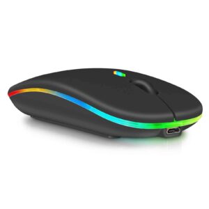 urbanx 2.4ghz & bluetooth mouse, rechargeable wireless mouse for huawei mate x2 bluetooth wireless mouse for laptop/pc/mac/computer/tablet/android rgb led onyx black