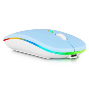 urbanx 2.4ghz & bluetooth mouse, rechargeable wireless mouse for huawei nova 8 bluetooth wireless mouse for laptop/pc/mac/computer/tablet/android rgb led sky blue