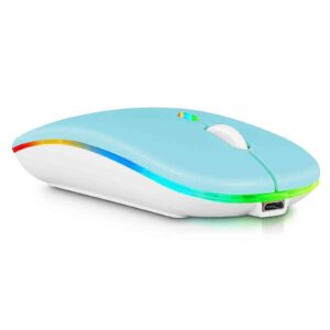 urbanx 2.4ghz & bluetooth mouse, rechargeable wireless mouse for acer chromebook tab 10 bluetooth wireless mouse for laptop/pc/mac/computer/tablet/android rgb led turquoise